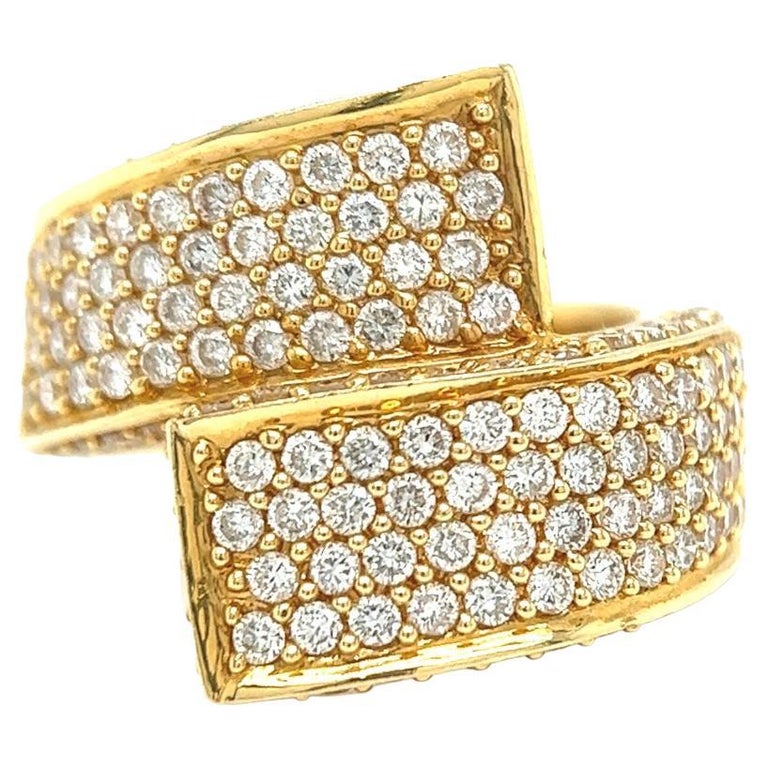 French Diamond 18 Karat Yellow Gold Wrap Ring For Sale at 1stDibs