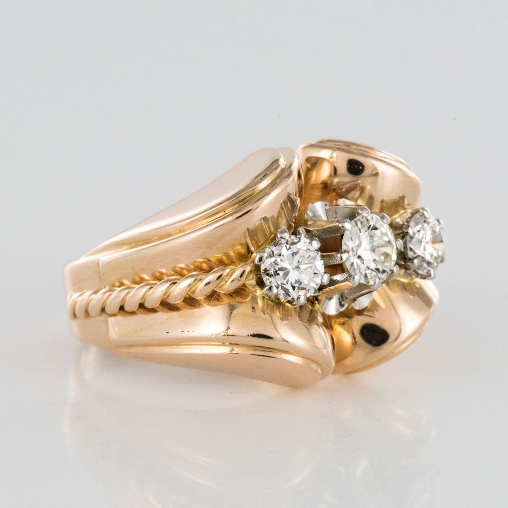 French Diamond Gold Tank Ring at 1stDibs | tank rings