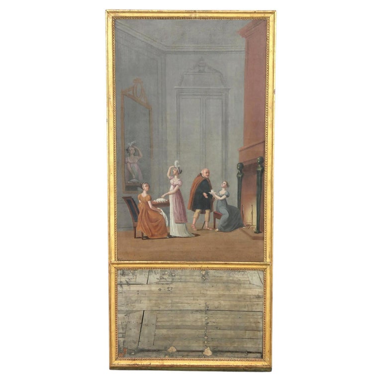 French Directoire Period Trumeau Mirror, Interior Scene, Circa 1800 For ...