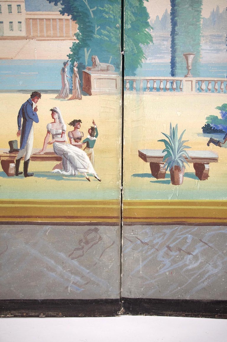 French Directoire Screen Figuring a Neoclassic Style Garden, Late 18th ...