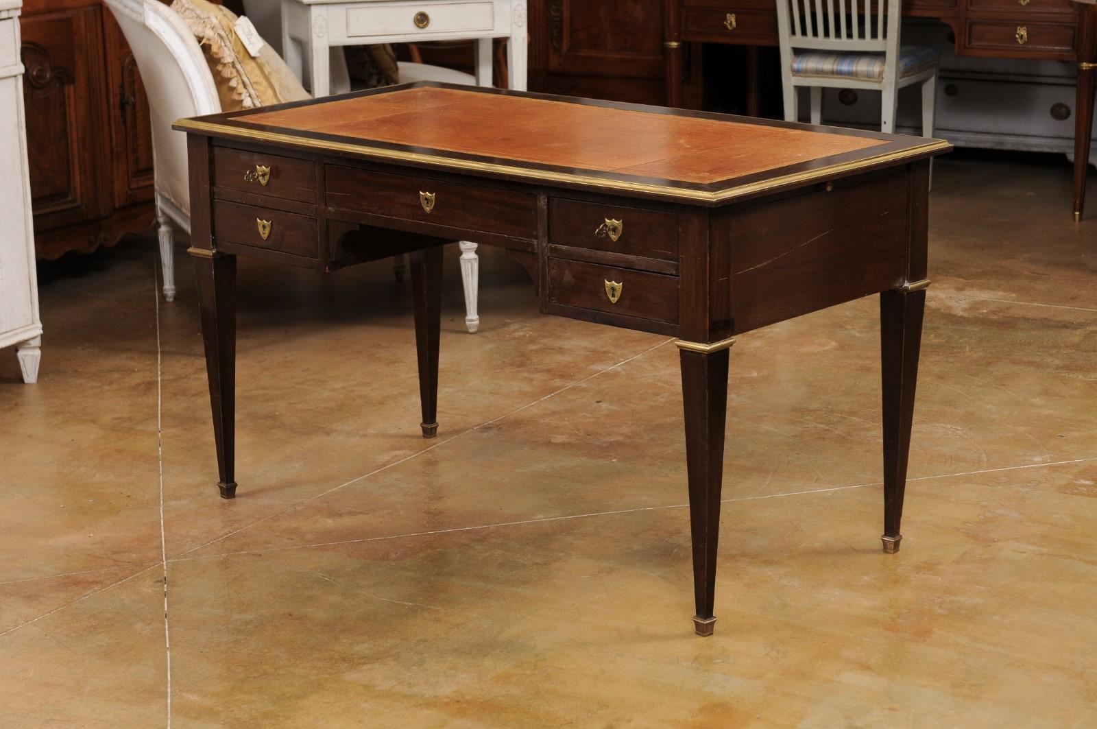 French Directoire Style 20th Century Desk with Leather Top and Five ...