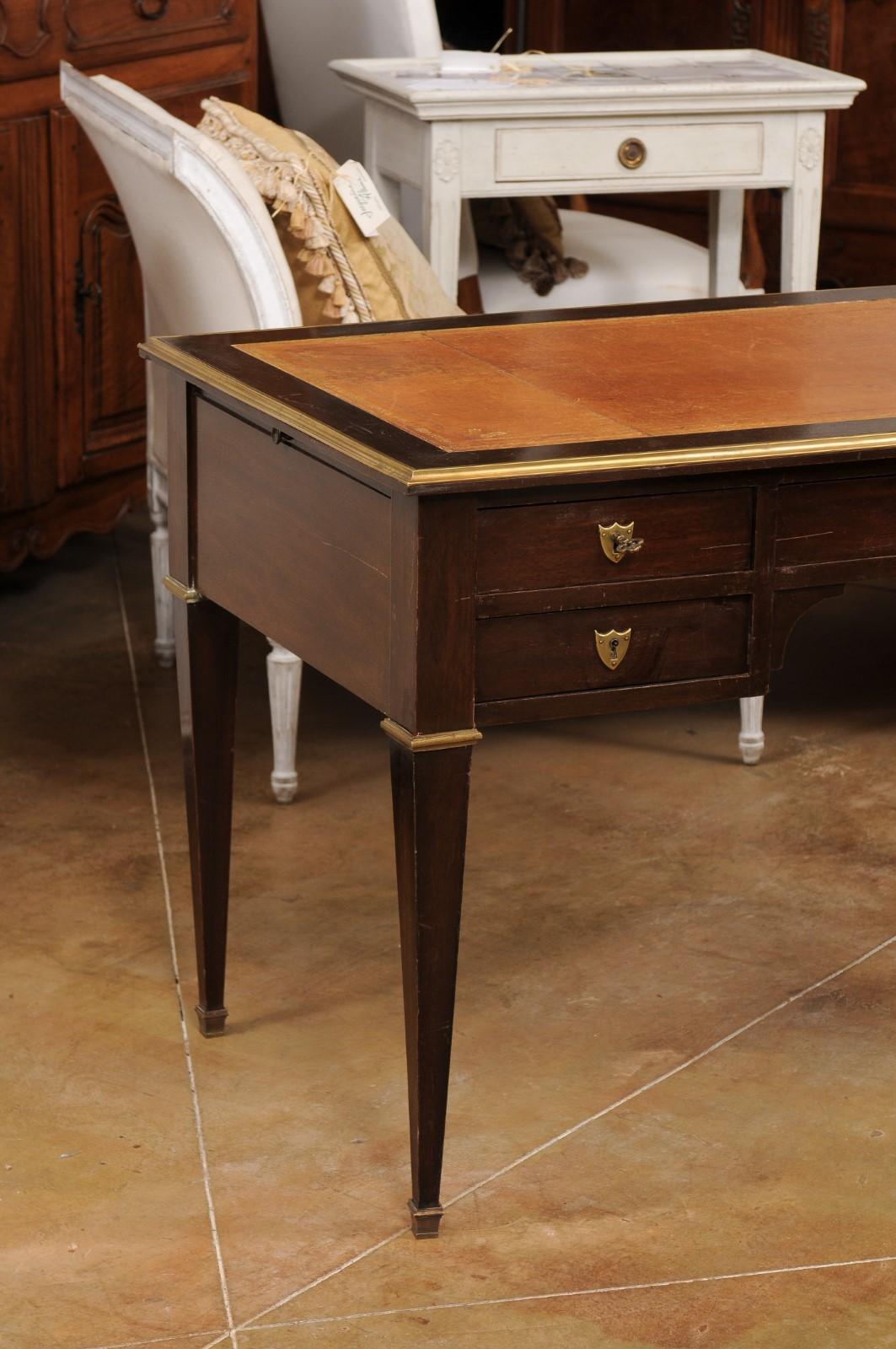 French Directoire Style 20th Century Desk with Leather Top and Five ...