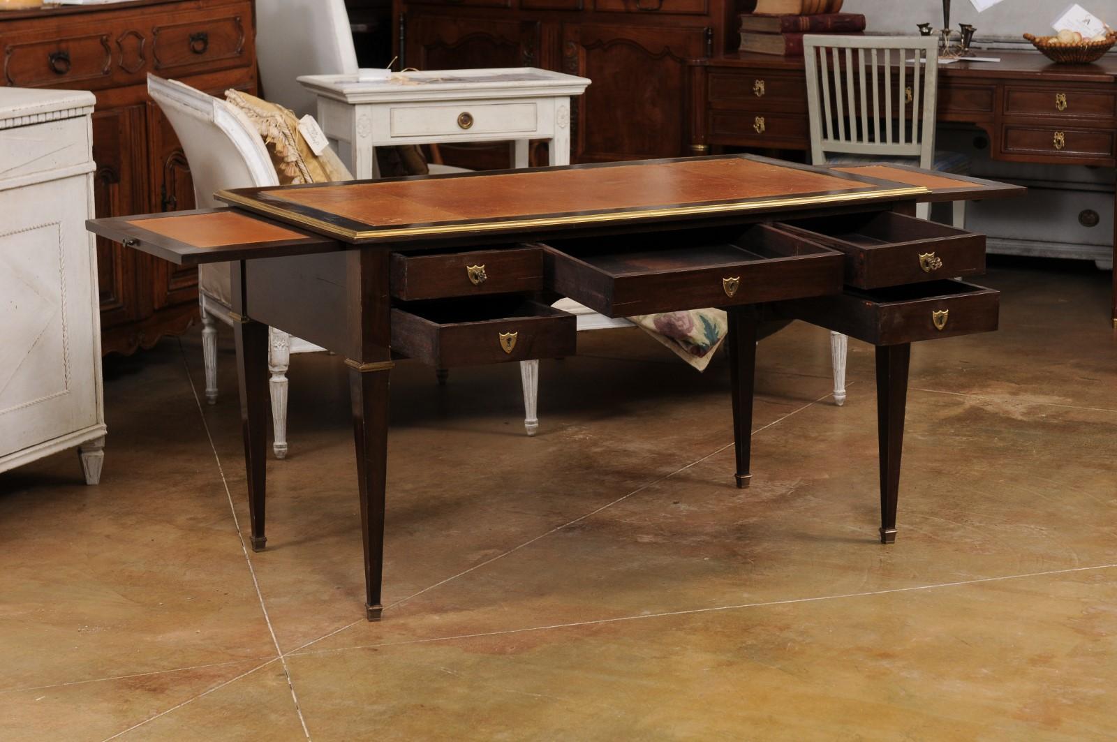 French Directoire Style 20th Century Desk with Leather Top and Five ...