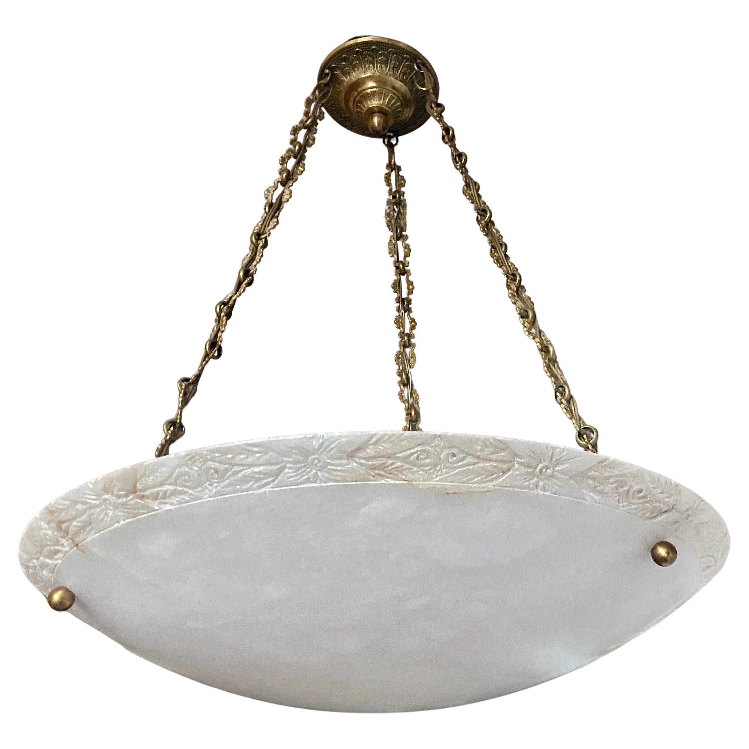 Pair French Alabaster Ceiling Light Pendants at 1stDibs