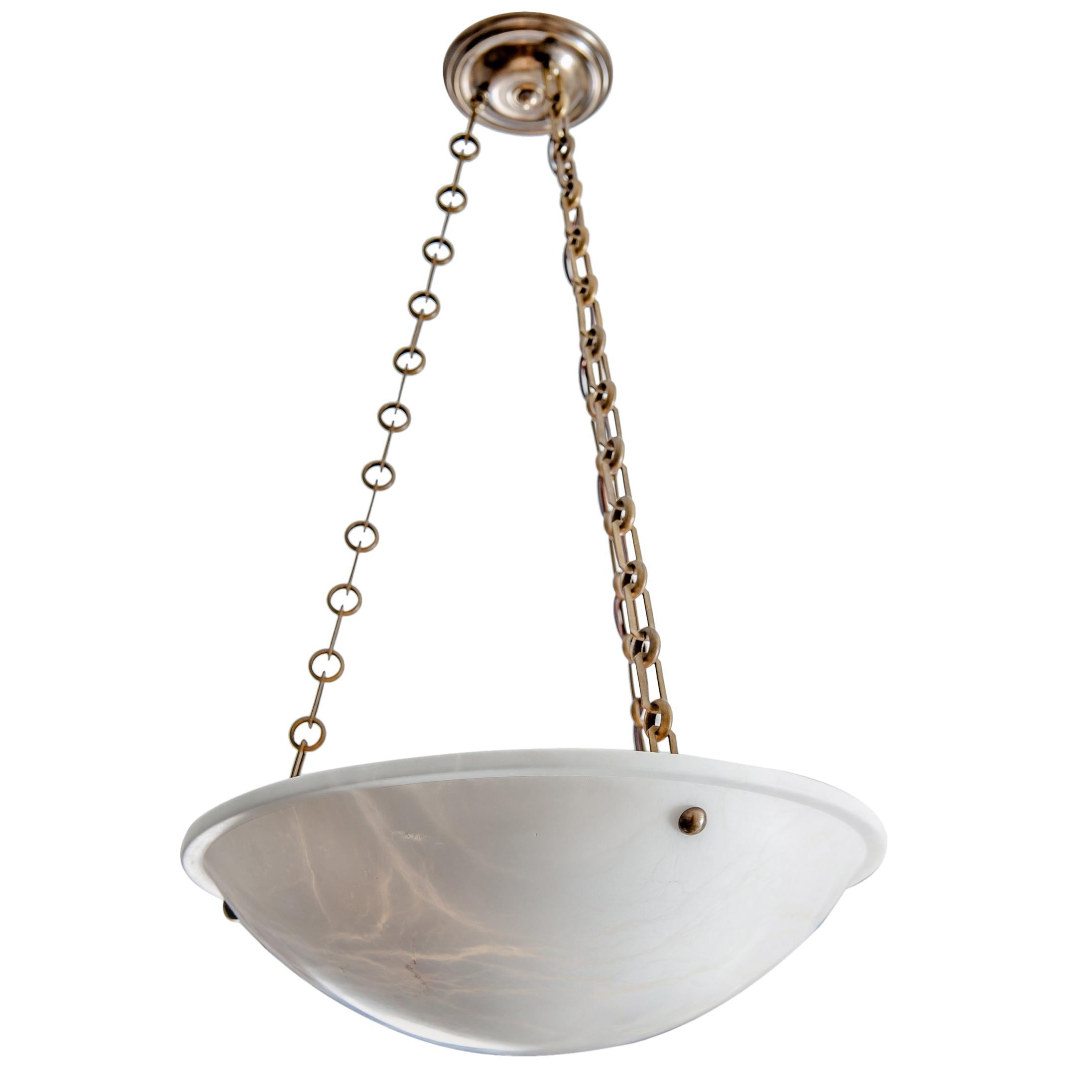 Pair French Alabaster Ceiling Light Pendants at 1stdibs