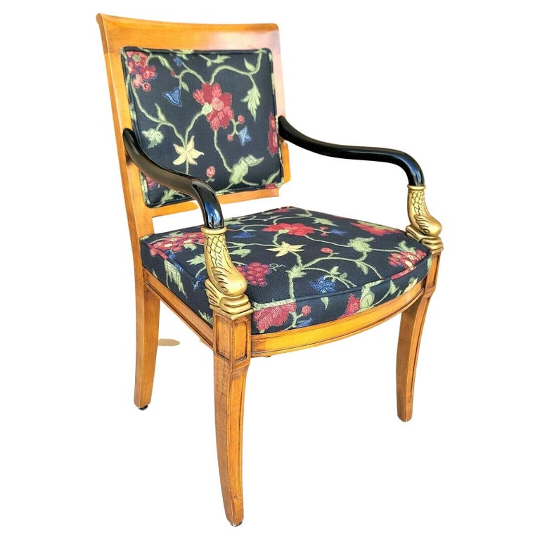 French Directoire Style Ebonized Carved Dolphins Desk Armchair For Sale ...