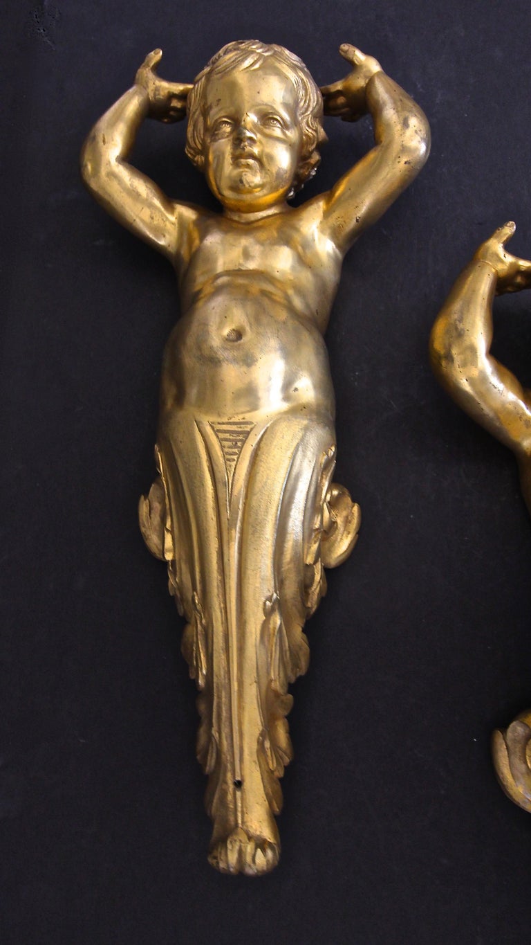 French Doré Bronze Putti Cherub Architectural Garniture at 1stDibs
