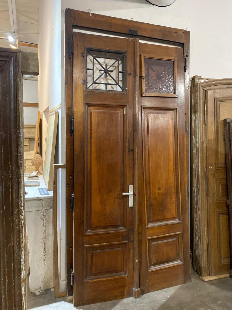 French Double Doors with Ironwork Transom Windows, circa 1860 For Sale ...
