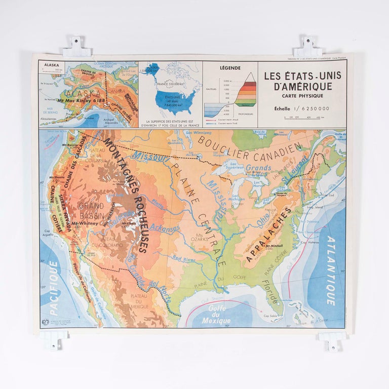 French Double Sided Educational School Poster of the Physical Geography ...