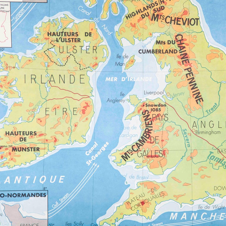French Double Sided Educational School Poster of the Physical Geography ...