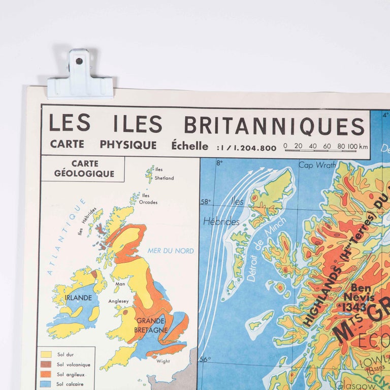 French Double Sided Educational School Poster of the Physical Geography ...
