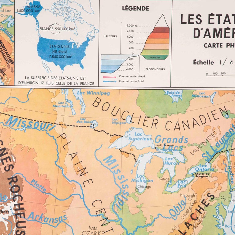 French Double Sided Educational School Poster of the Physical Geography ...