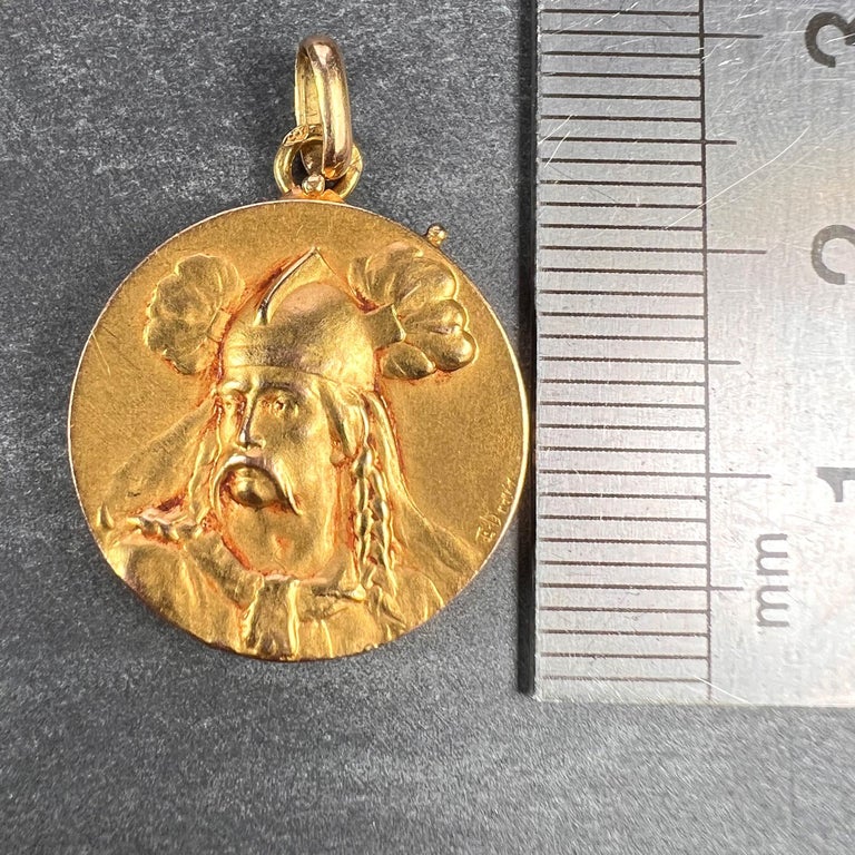 French Dropsy Vercingetorix Gaul 18K Yellow Gold Pendant Locket For ...