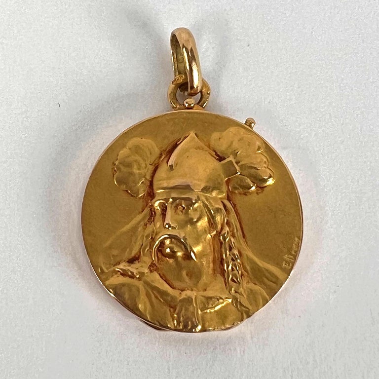 French Dropsy Vercingetorix Gaul 18K Yellow Gold Pendant Locket For ...