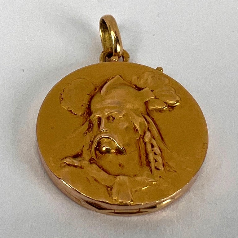 French Dropsy Vercingetorix Gaul 18K Yellow Gold Pendant Locket For ...