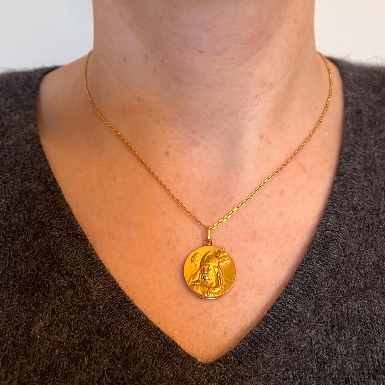 French Dropsy Vercingetorix Gaul 18K Yellow Gold Pendant Locket For ...