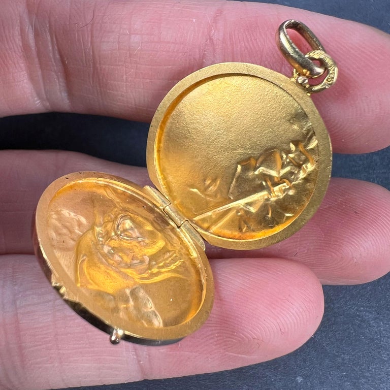 French Dropsy Vercingetorix Gaul 18K Yellow Gold Pendant Locket For ...