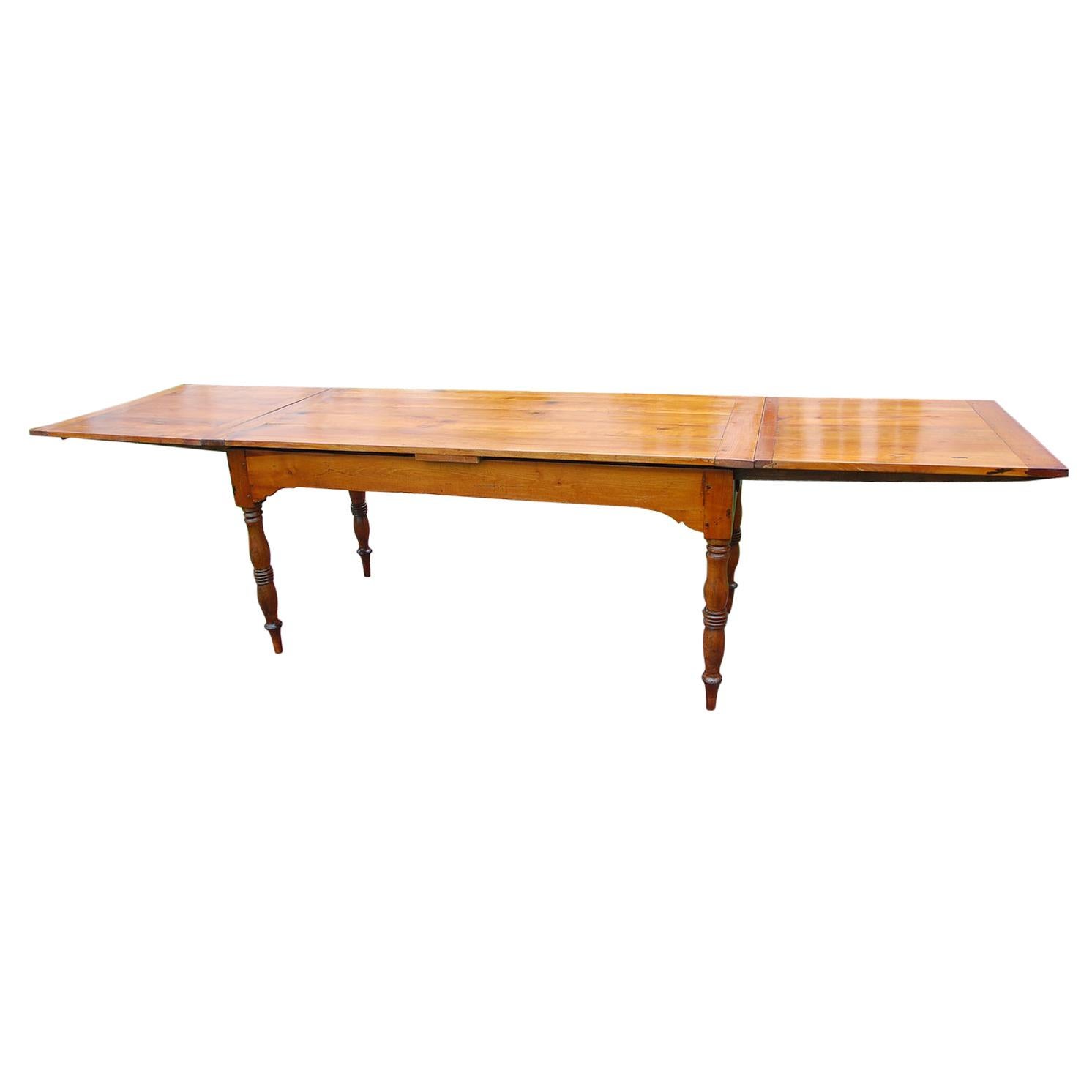 French Early 19th Century Farmhouse Cherry Double Extending Table ...