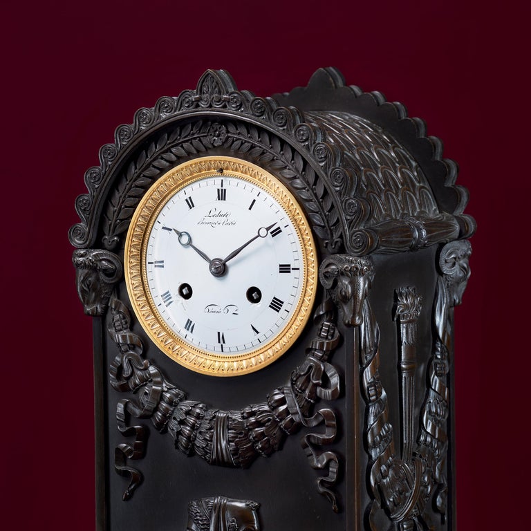French Early 19th Century Empire Period Mantel Clock Signed Ledure For ...