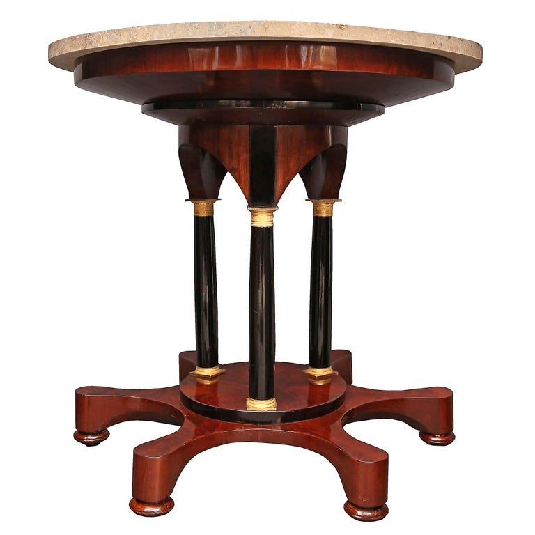 French Early 19th Century First Empire Mahogany and Ebony Round Center ...