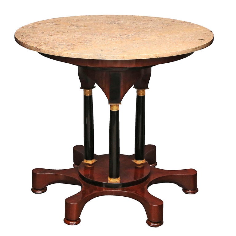 French Early 19th Century First Empire Mahogany and Ebony Round Center ...