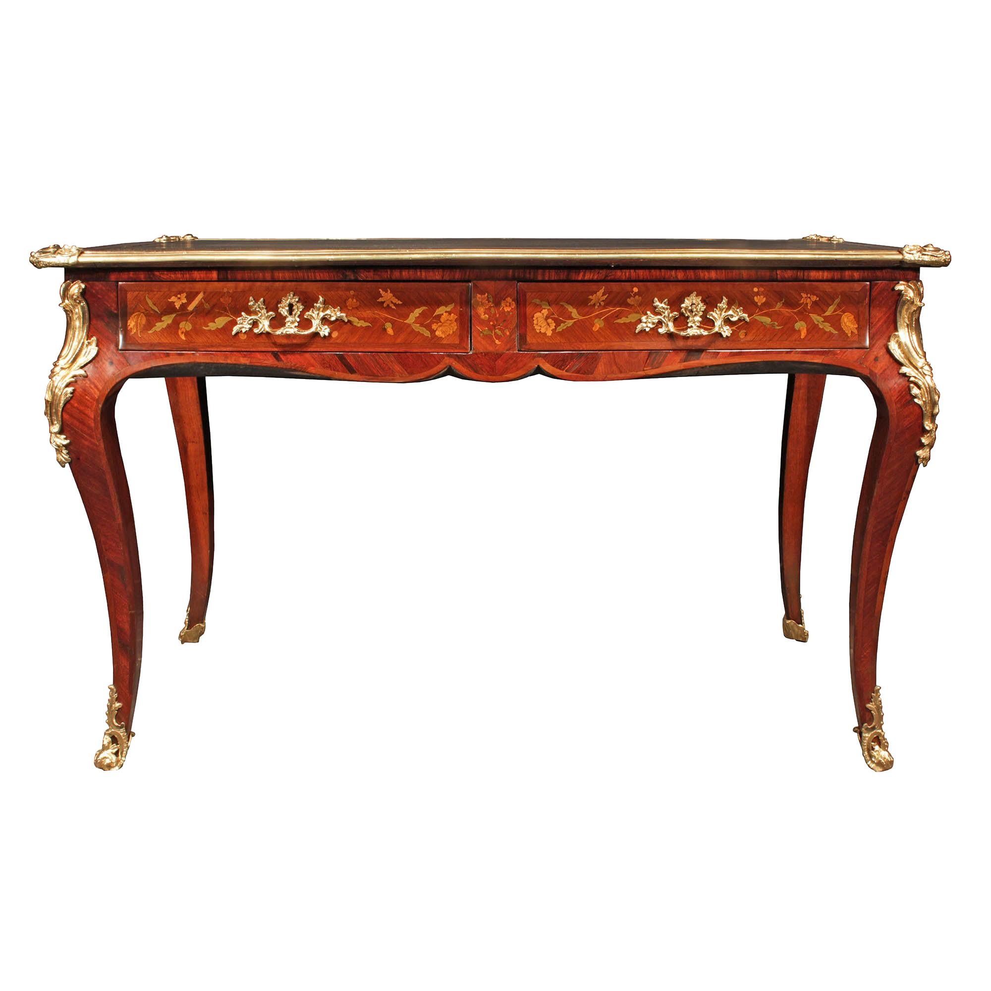 20th Century Louis XV Style French Bureau Plat Desk For Sale at 1stDibs