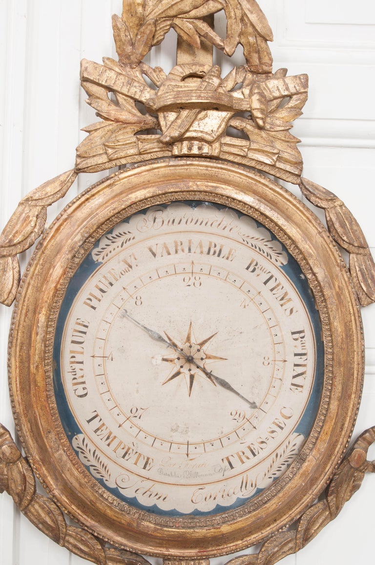 French Early 19th Century Louis XVI Gold Gilt Barometer at 1stDibs