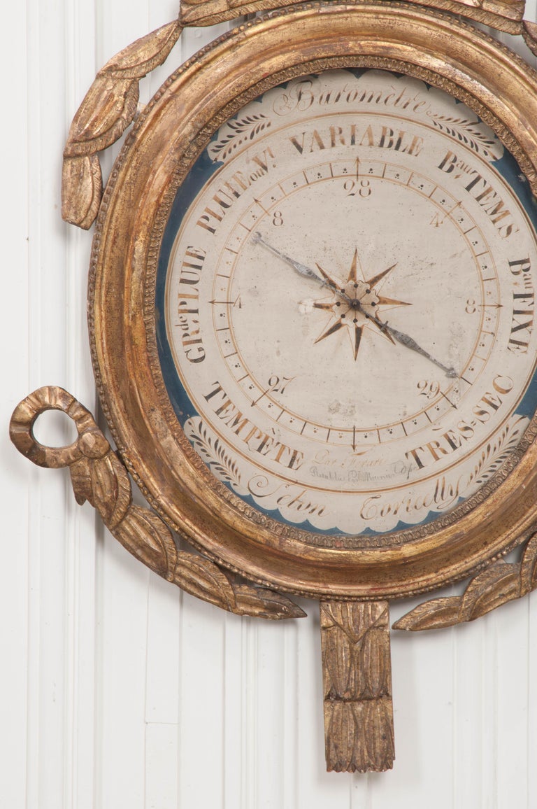 French Early 19th Century Louis XVI Gold Gilt Barometer at 1stDibs
