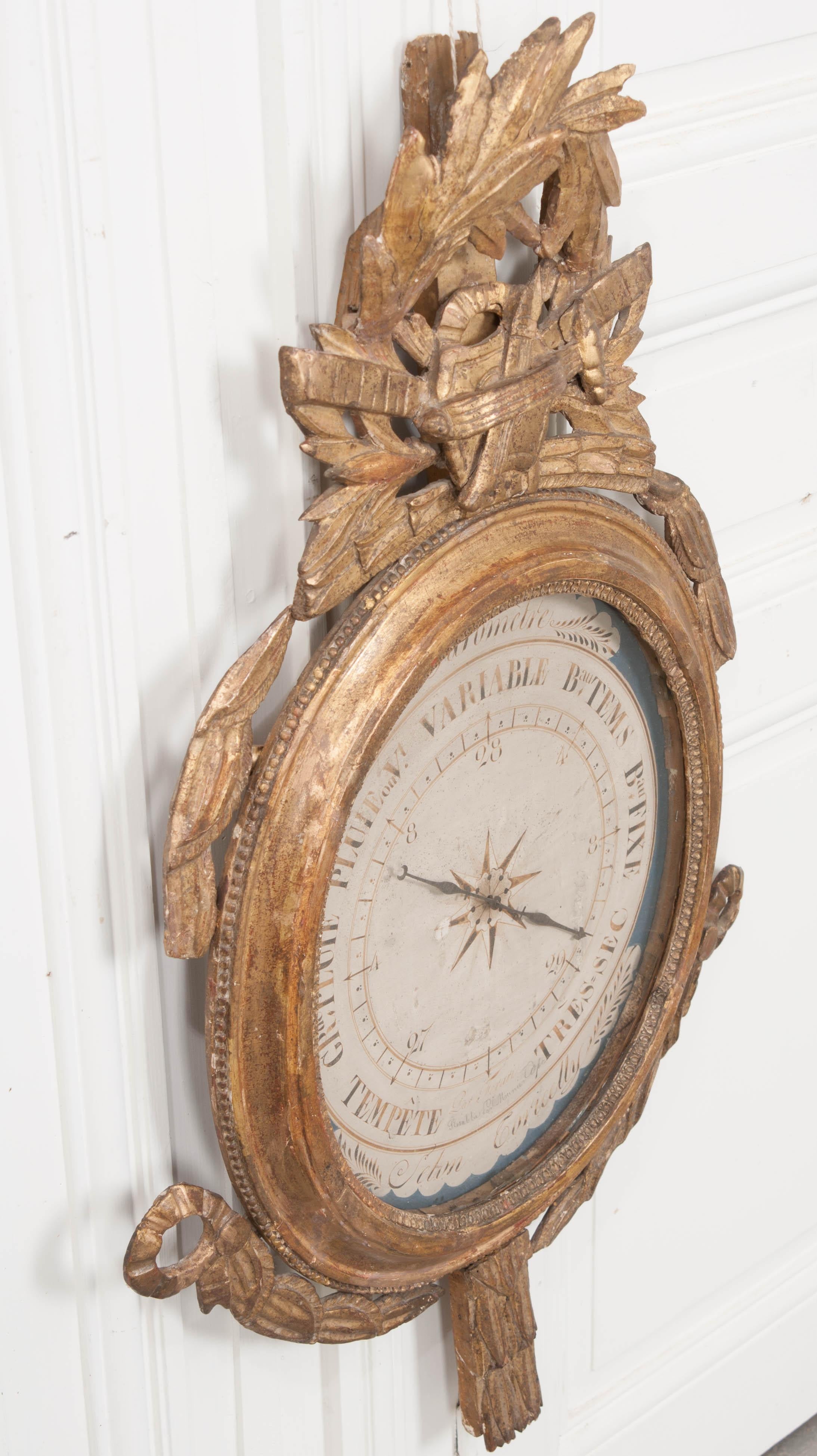 French Early 19th Century Louis XVI Gold Gilt Barometer at 1stDibs