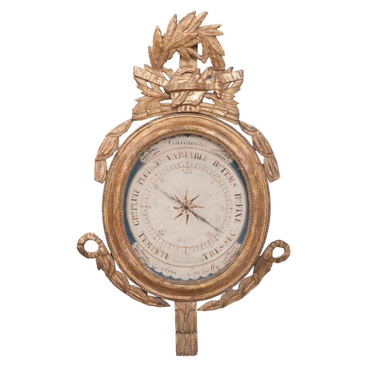 French Early 19th Century Louis XVI Gold Gilt Barometer at 1stDibs