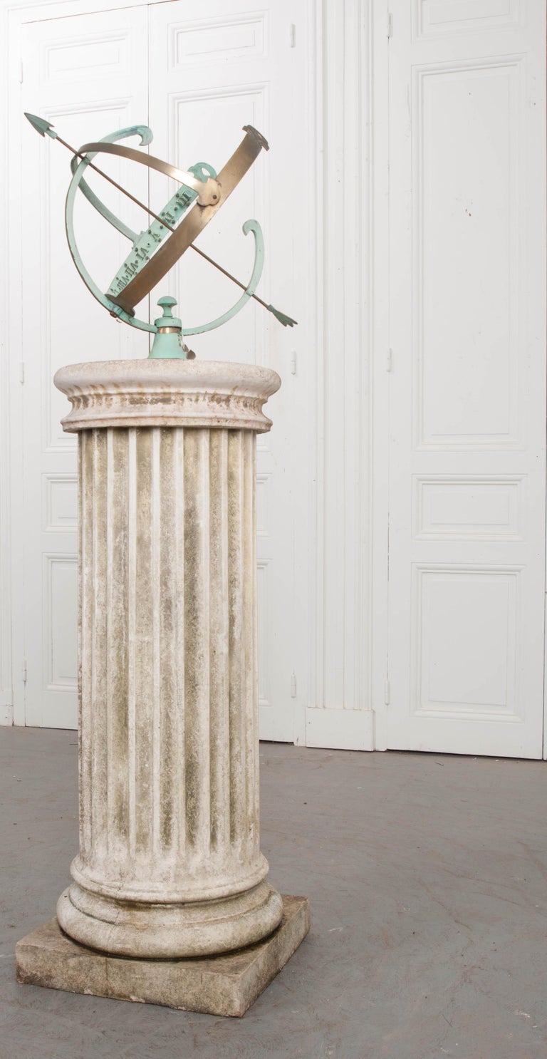 French Early 20th Century Armillary Sphere on Column Pedestal at 1stDibs