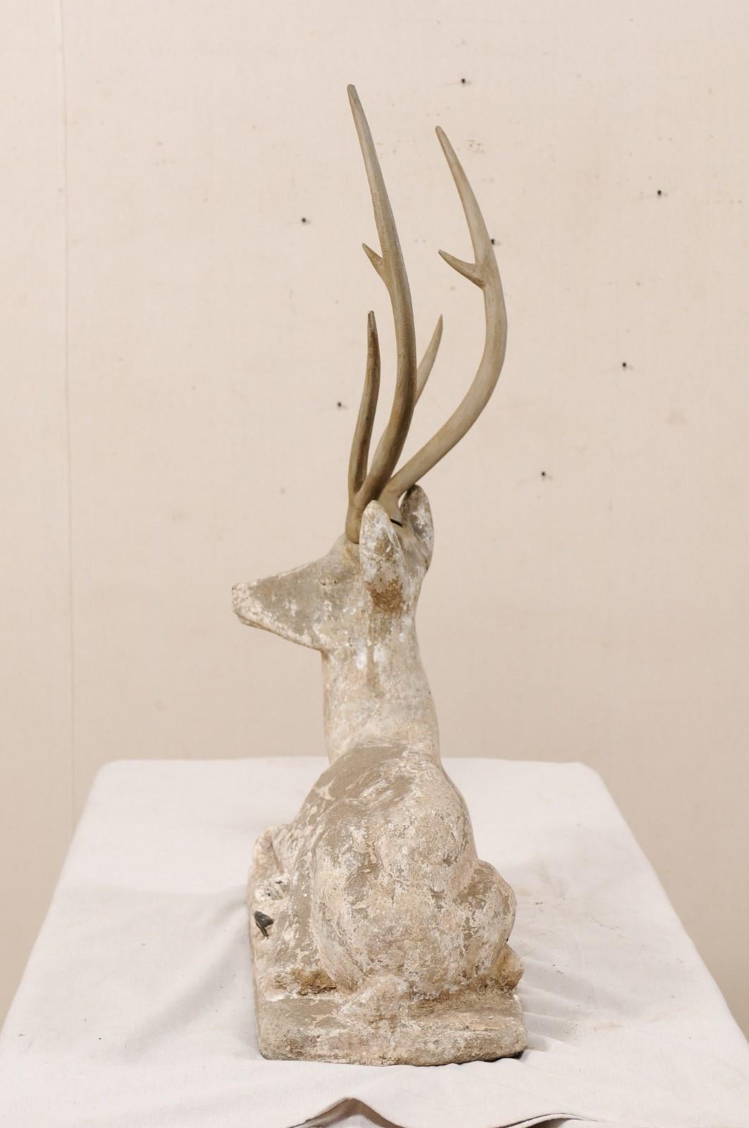 French Early 20th Century Cast-Stone Deer Sculpture at 1stDibs