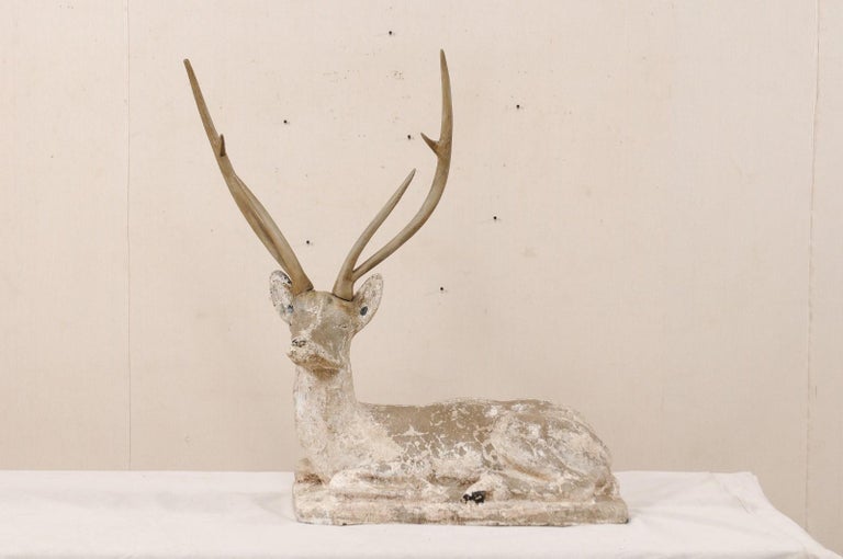 French Early 20th Century Cast-Stone Deer Sculpture at 1stdibs