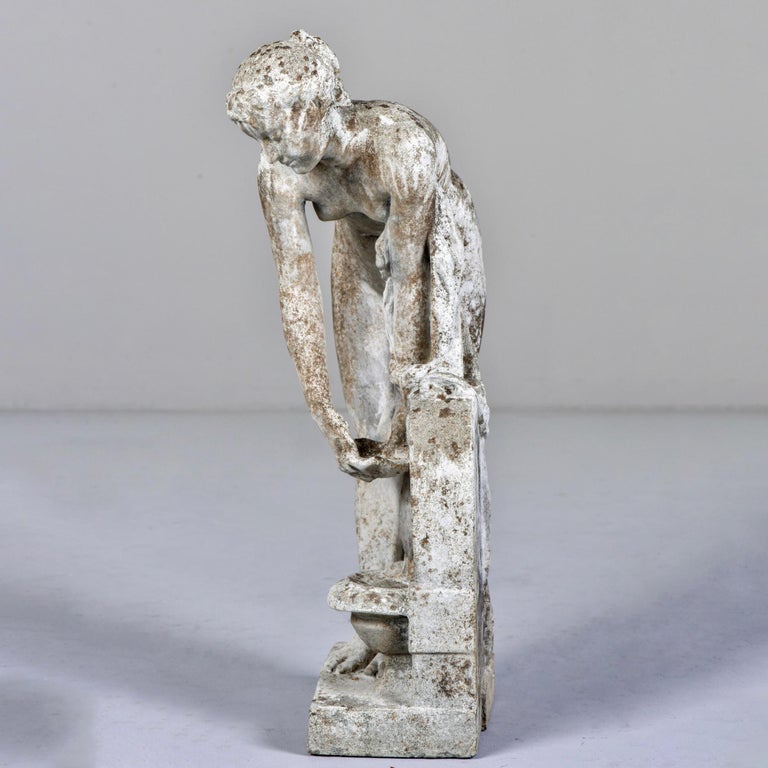 French Early 20th Century Garden Statue of Young Woman Bathing at 1stDibs
