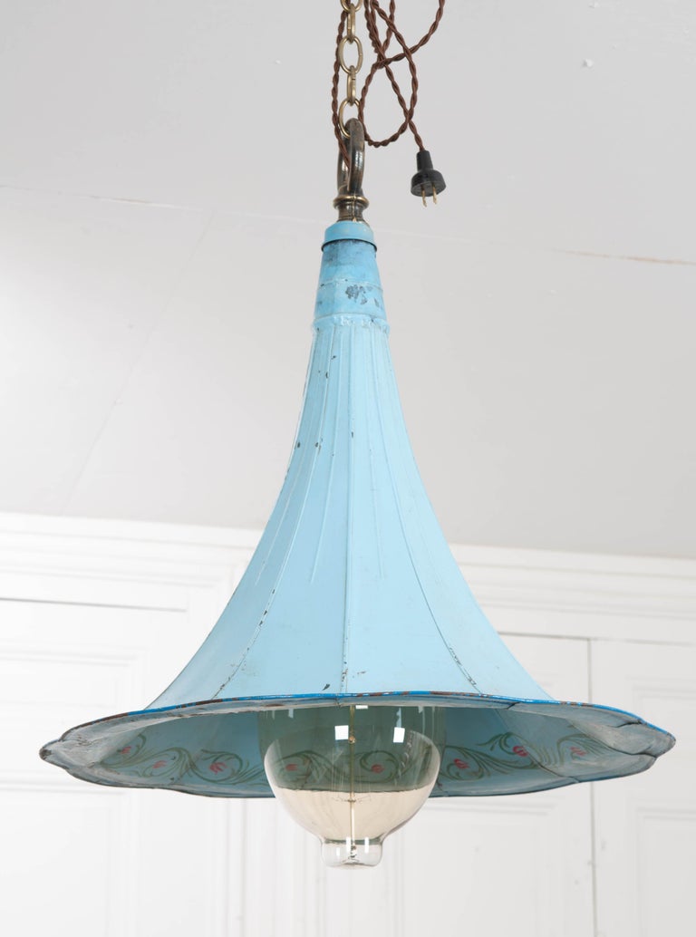 French Early 20th Century Hand Painted Floriform Phonograph Light ...
