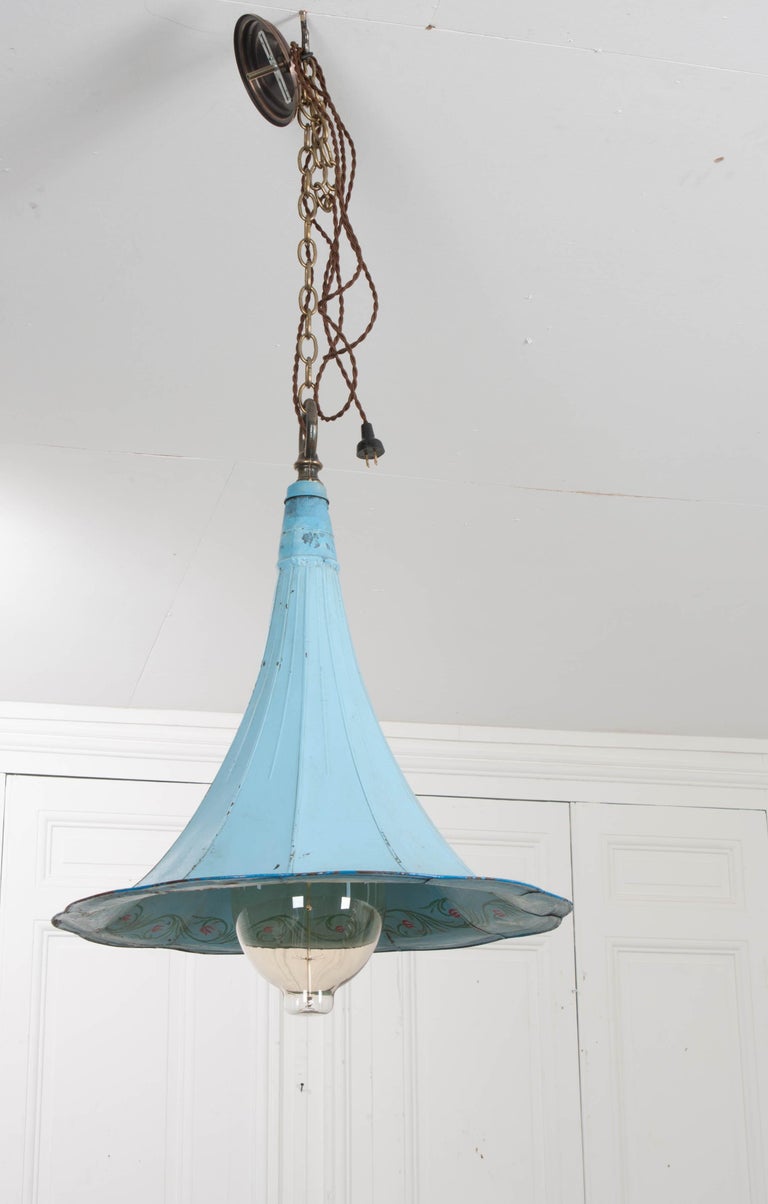 French Early 20th Century Hand Painted Floriform Phonograph Light ...