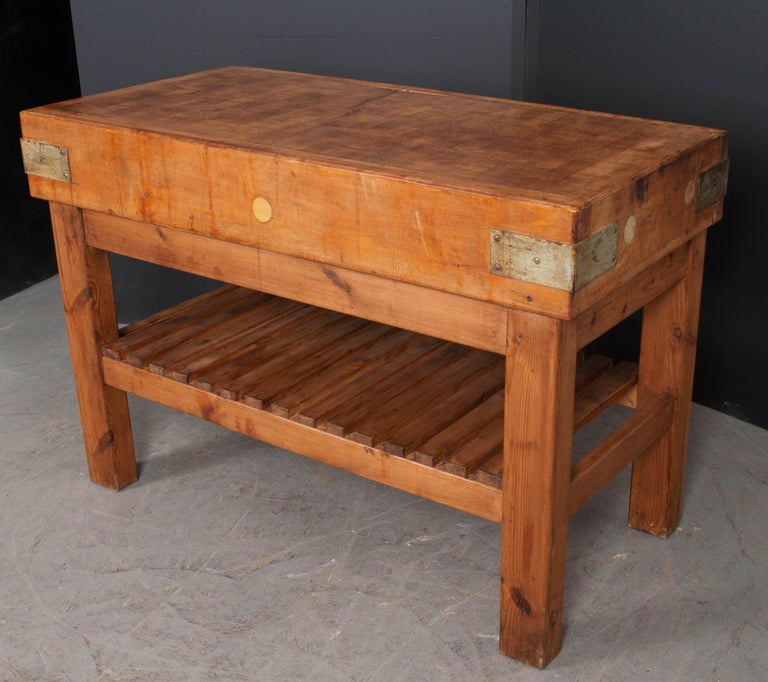 French Early 20th Century Pine Butcher Block at 1stDibs