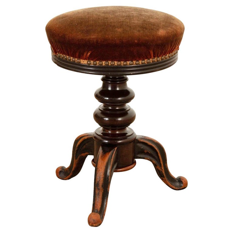 French Ebonised Swivel Piano Stool For Sale at 1stDibs