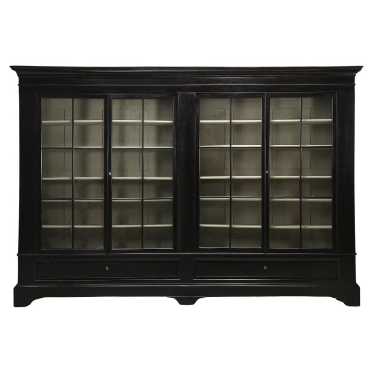 French Ebonized Walnut Bookcase of Grand Proportions Restored Original ...
