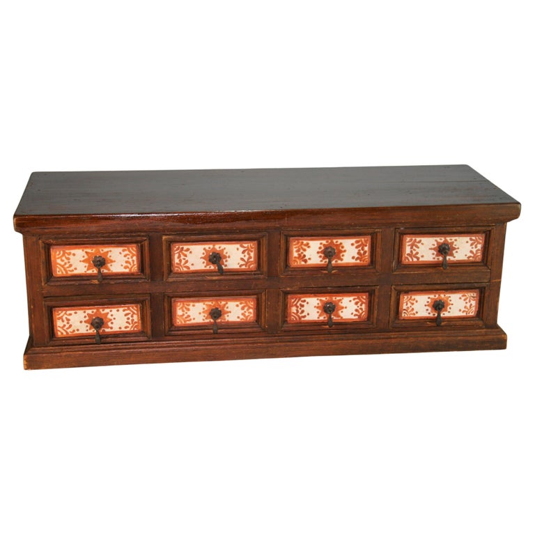 French Eight Ceramic Faced Drawer Storage Cabinet For Sale at 1stDibs