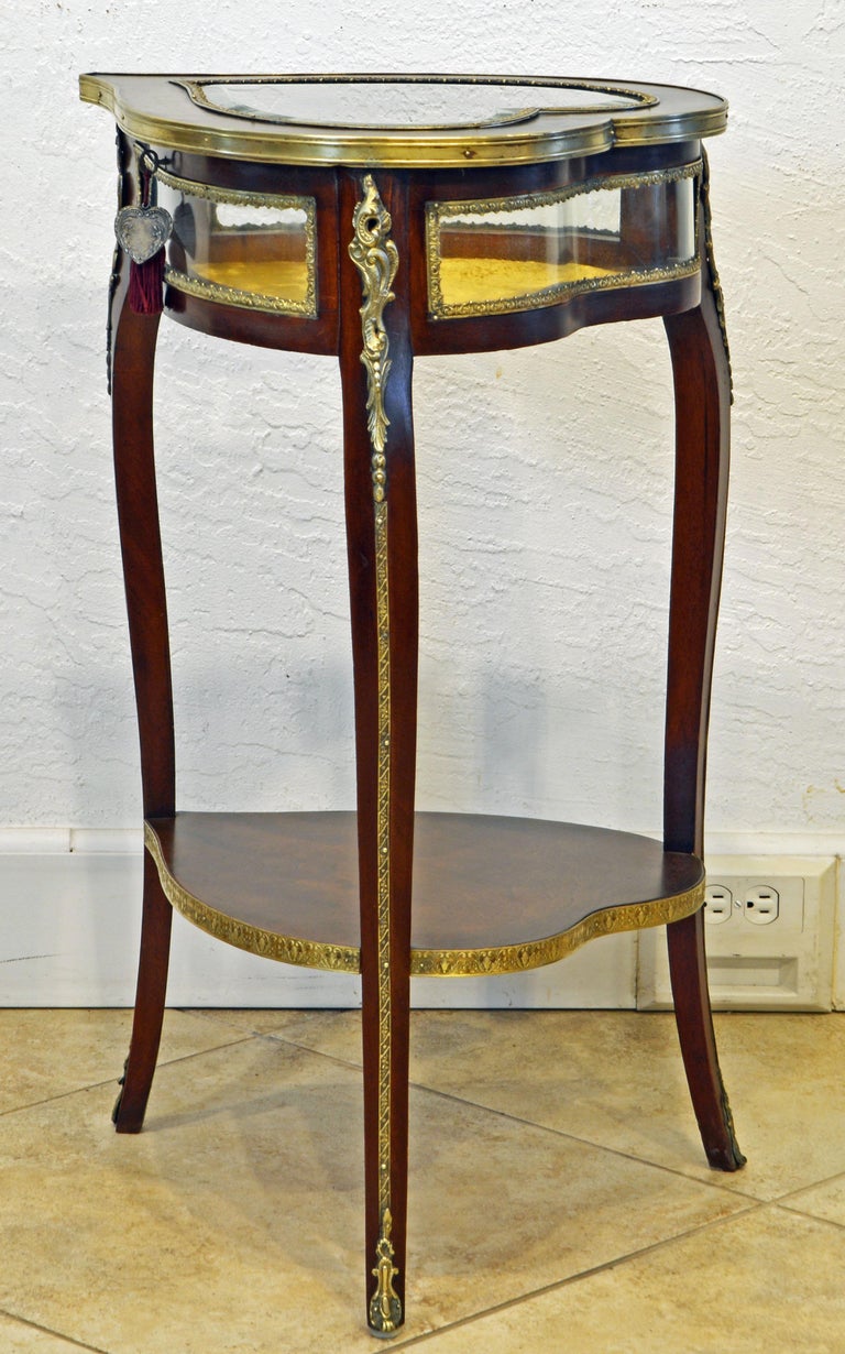 French Elegant Carved and Bronze Mounted Heart Shaped Vitrine Stand ...