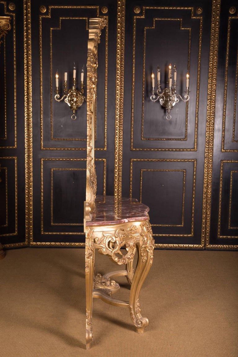 French Elegant Rococo Console with Big Mirror For Sale at 1stDibs