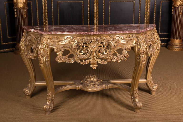 French Elegant Rococo Console with Big Mirror For Sale at 1stDibs