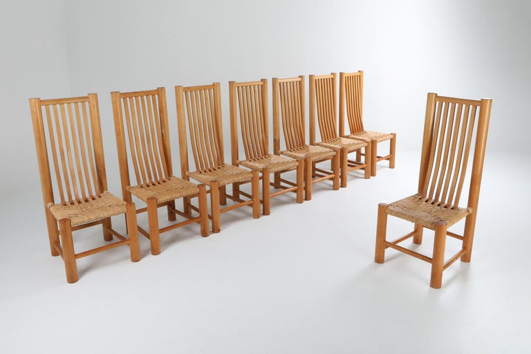 French Elm and Cord Chairs For Sale at 1stDibs