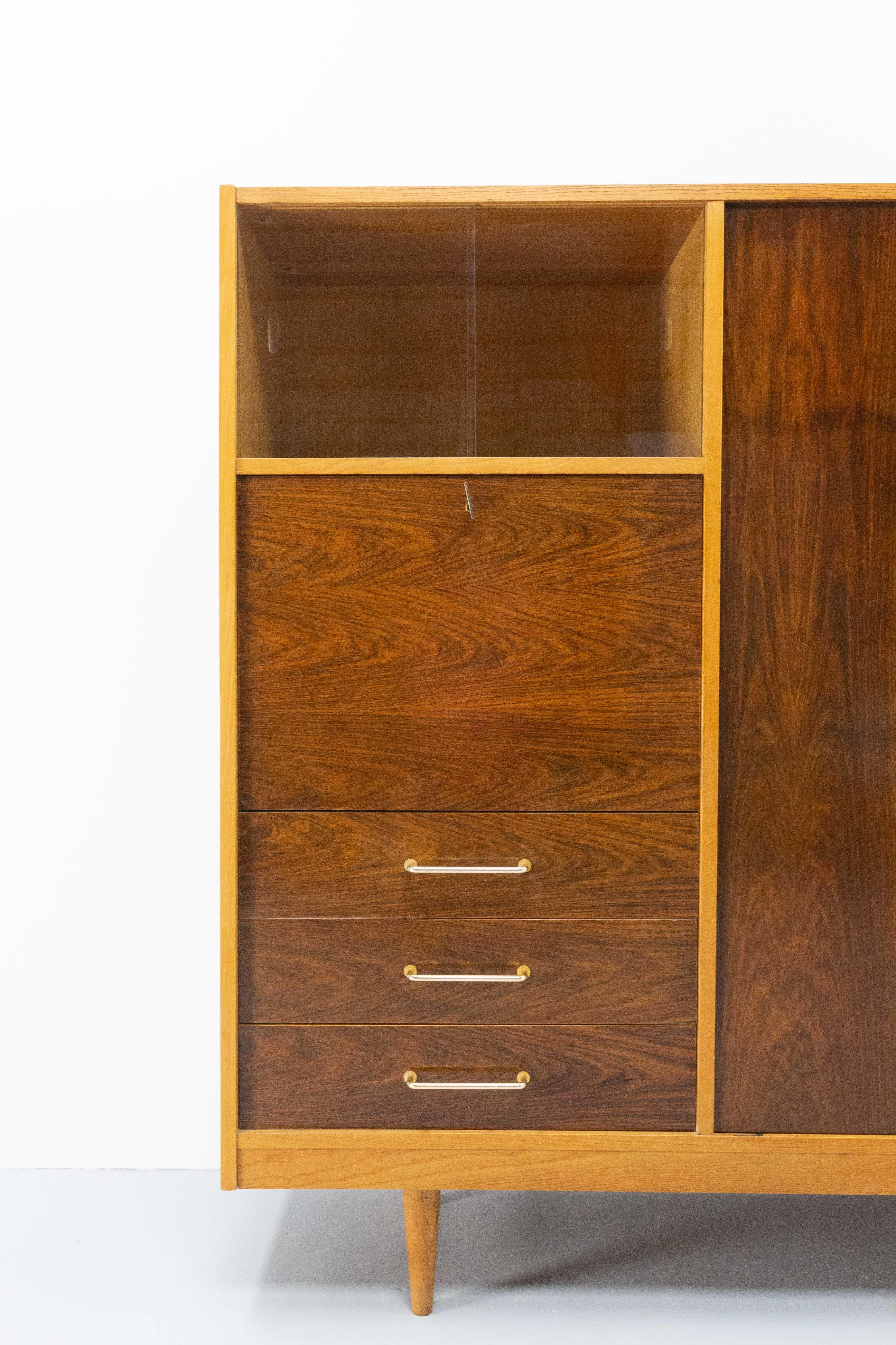 French Elm and Walnut Armoire Two Doors Wardrobe Desk and Vitrine ...