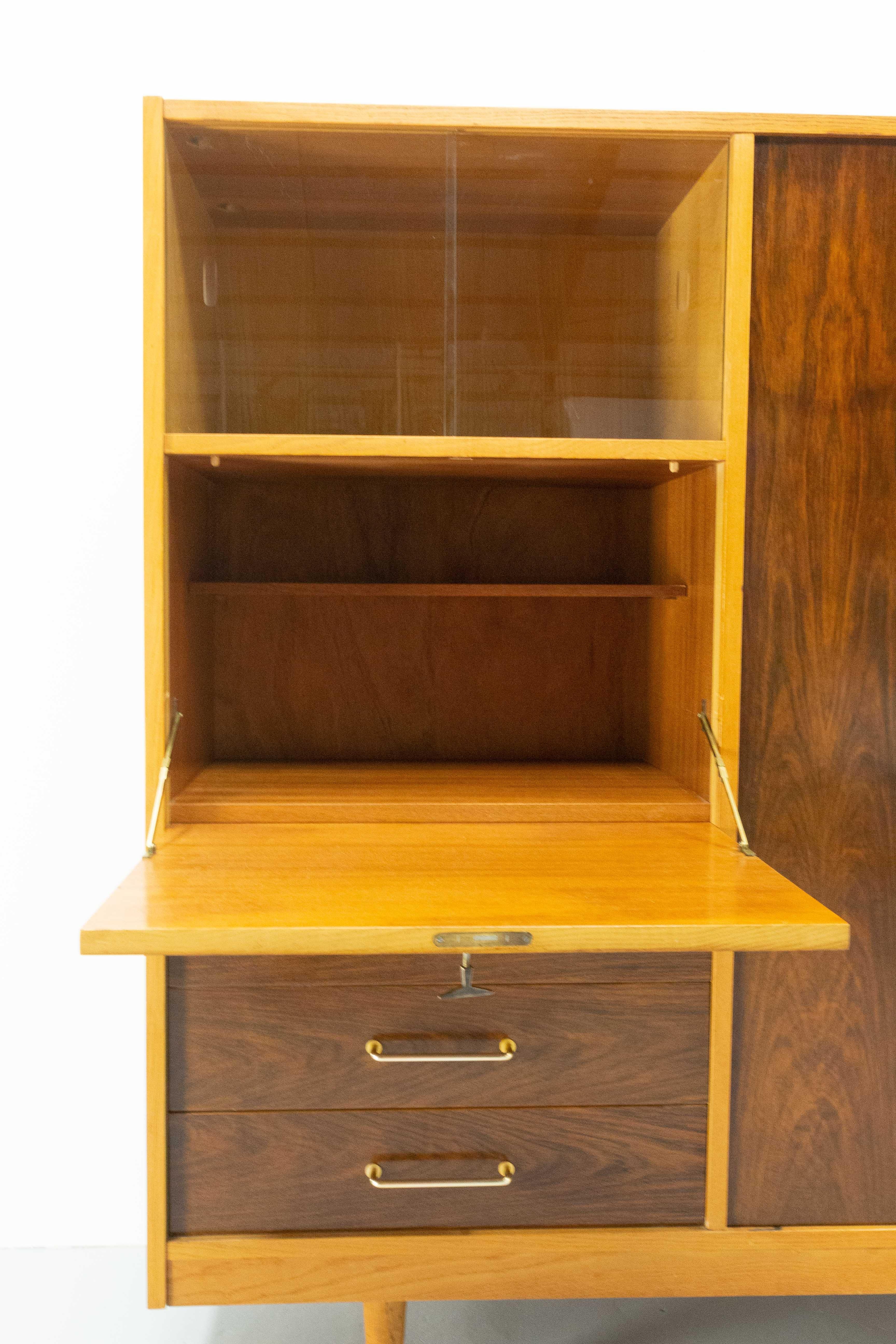French Elm and Walnut Armoire Two Doors Wardrobe Desk and Vitrine ...