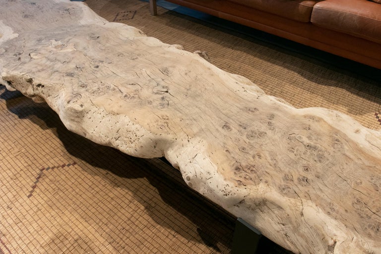 French Elongated Coffee Table with Antique Oak Top and Iron Base For ...