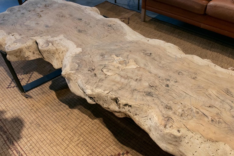 French Elongated Coffee Table with Antique Oak Top and Iron Base For ...