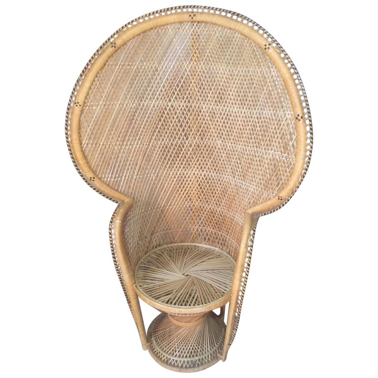 French "Emmanuelle" Rattan Lounge Chair, 1970s at 1stDibs