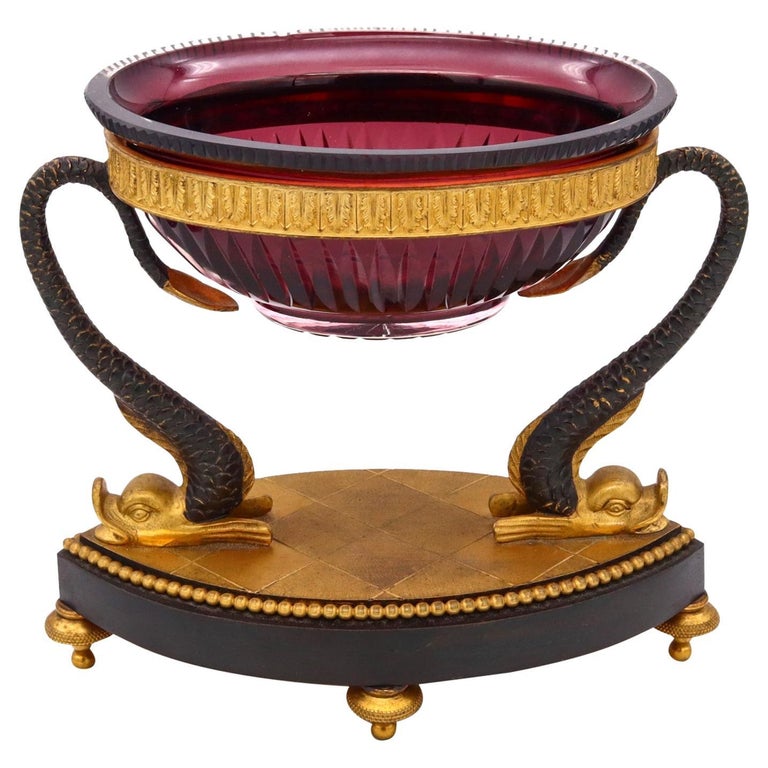 French Empire 1860 Ormolu Bronze Display Compote and Baccarat Purple ...